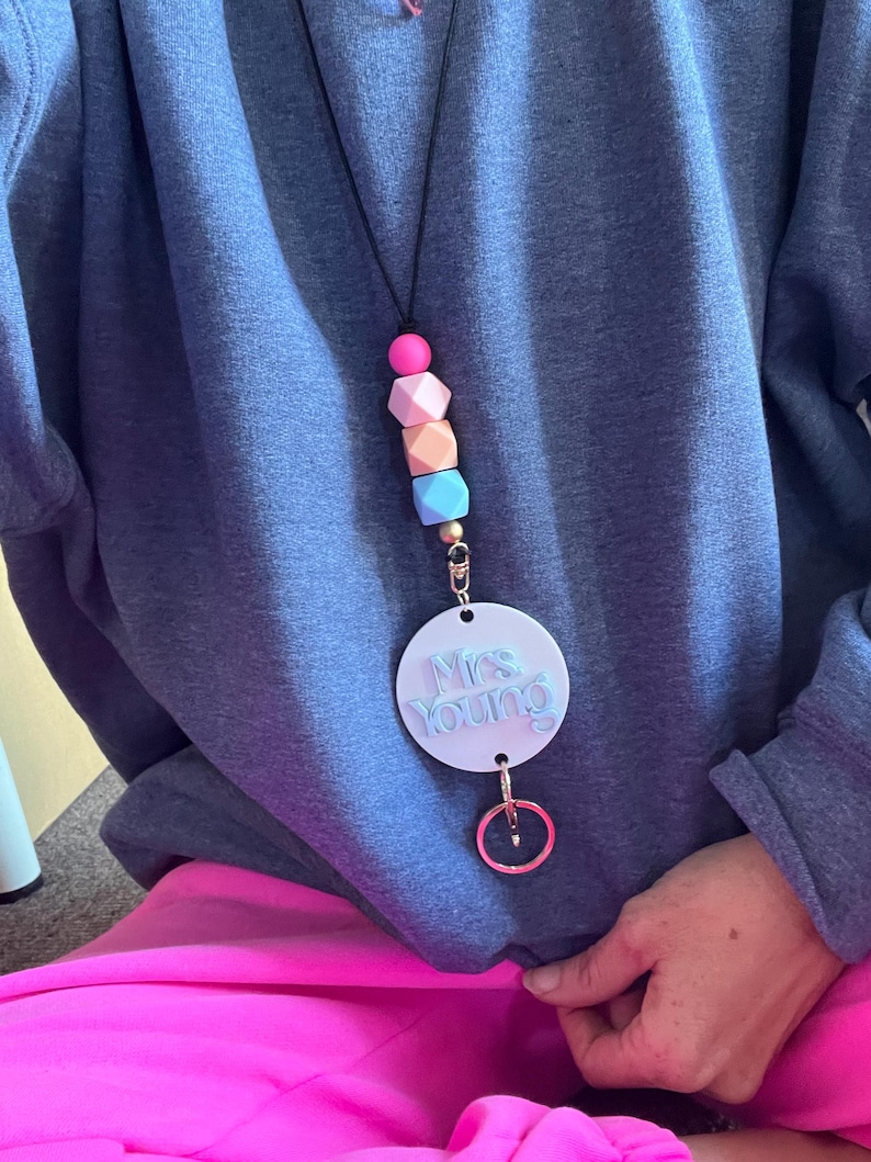 Bead Colorful Teacher Lanyard, Principle Gift Badge, Staff Name Tag ...