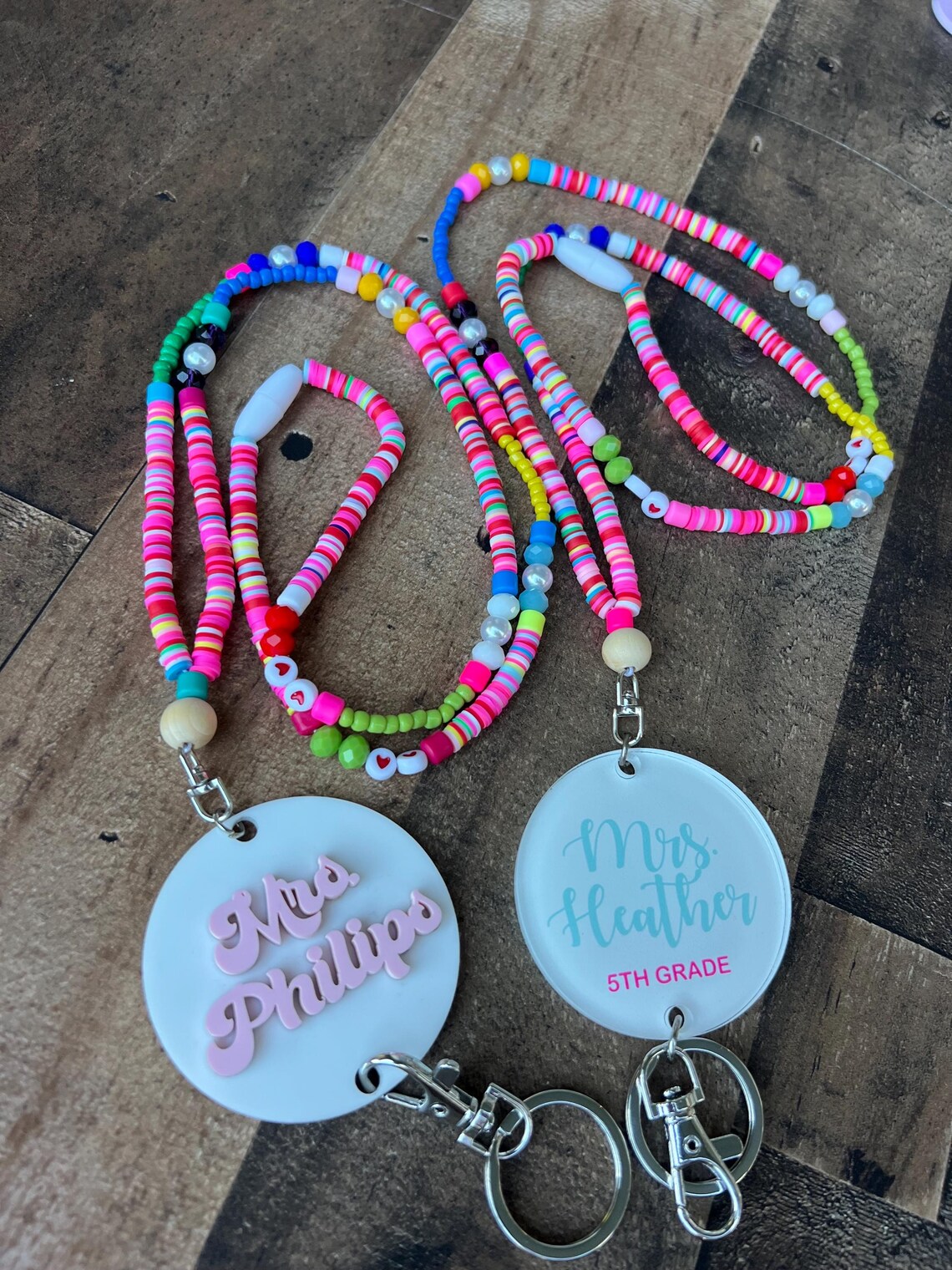 Bead Colorful Teacher Lanyard, Principle Gift Badge, Staff Name Tag ...