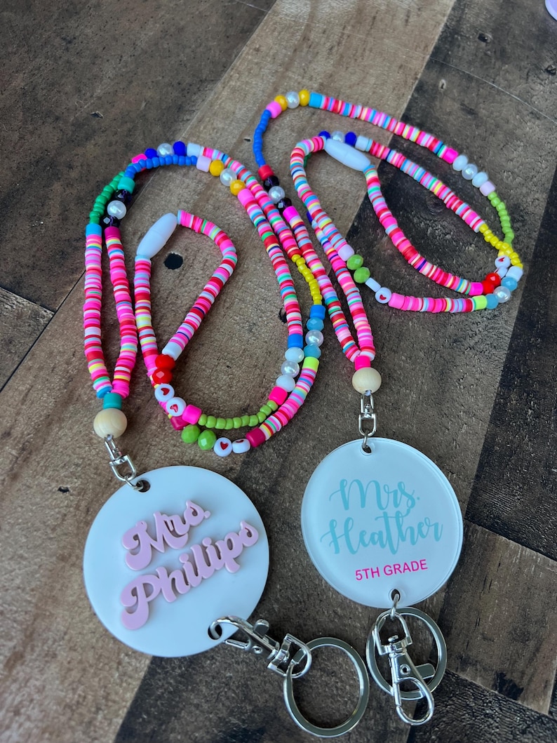 Bead Colorful Teacher Lanyard, Principle Gift Badge, Staff Name Tag ...