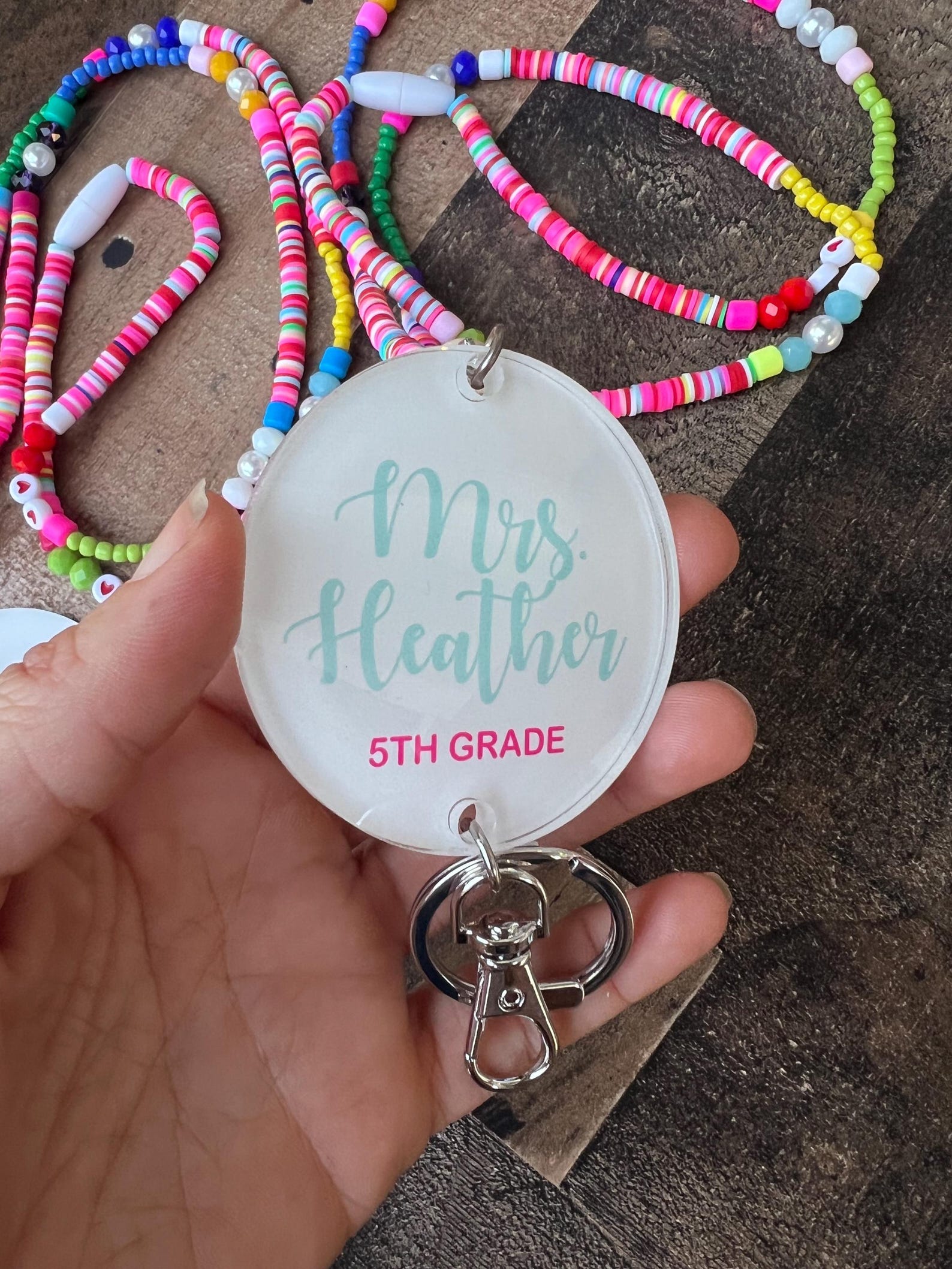 Bead Colorful Teacher Lanyard, Principle Gift Badge, Staff Name Tag ...