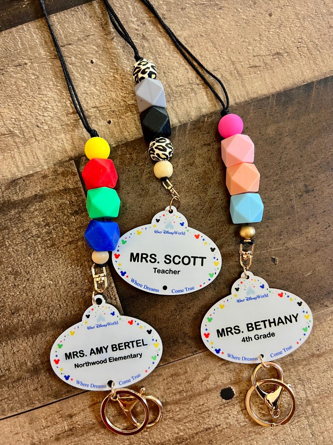 Teacher Mickey Lanyard, Colorful Personalized Disney Badge, Name Tag ...