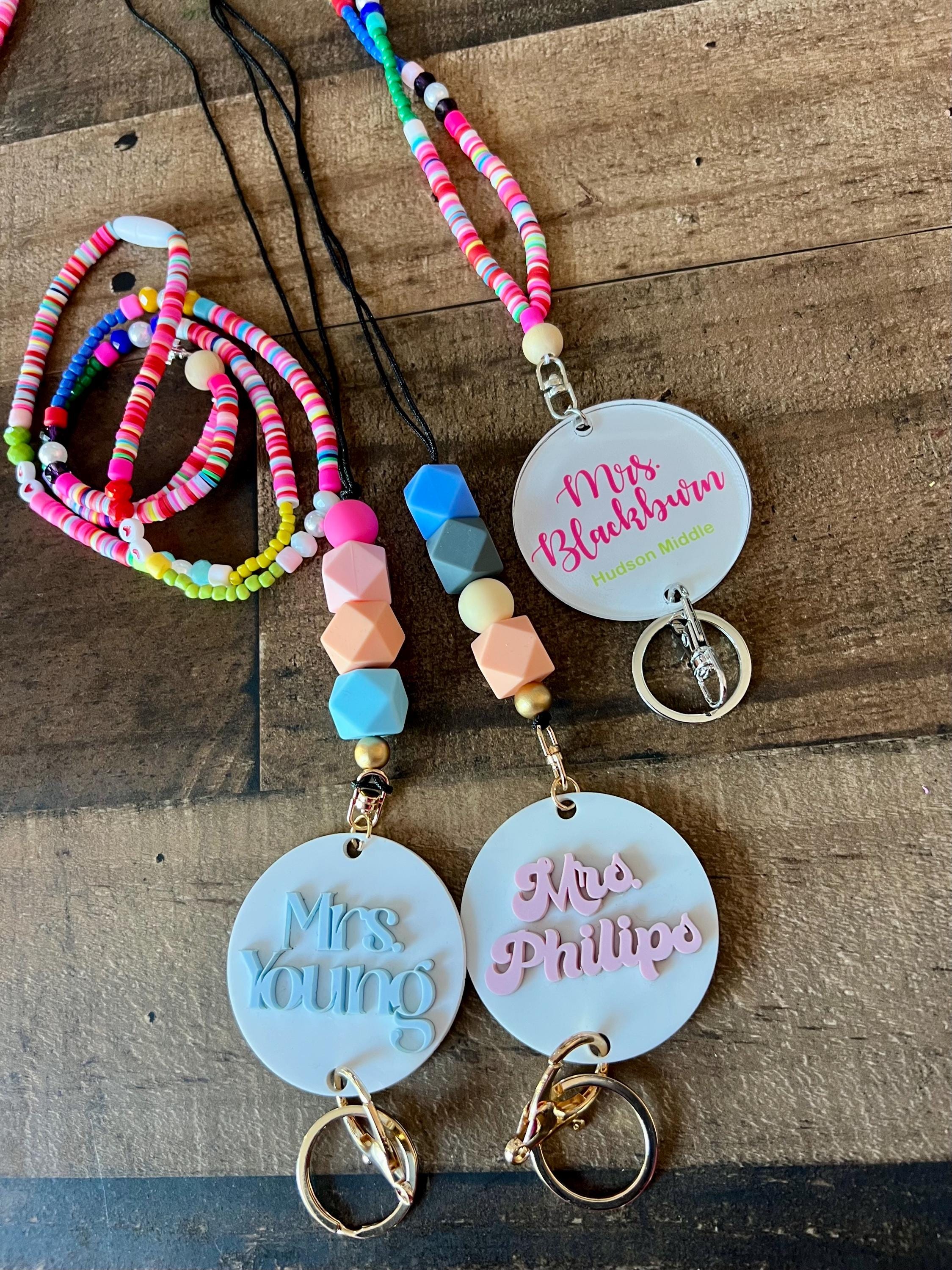 Bead Colorful Teacher Lanyard, Principle Gift Badge, Staff Name Tag ...