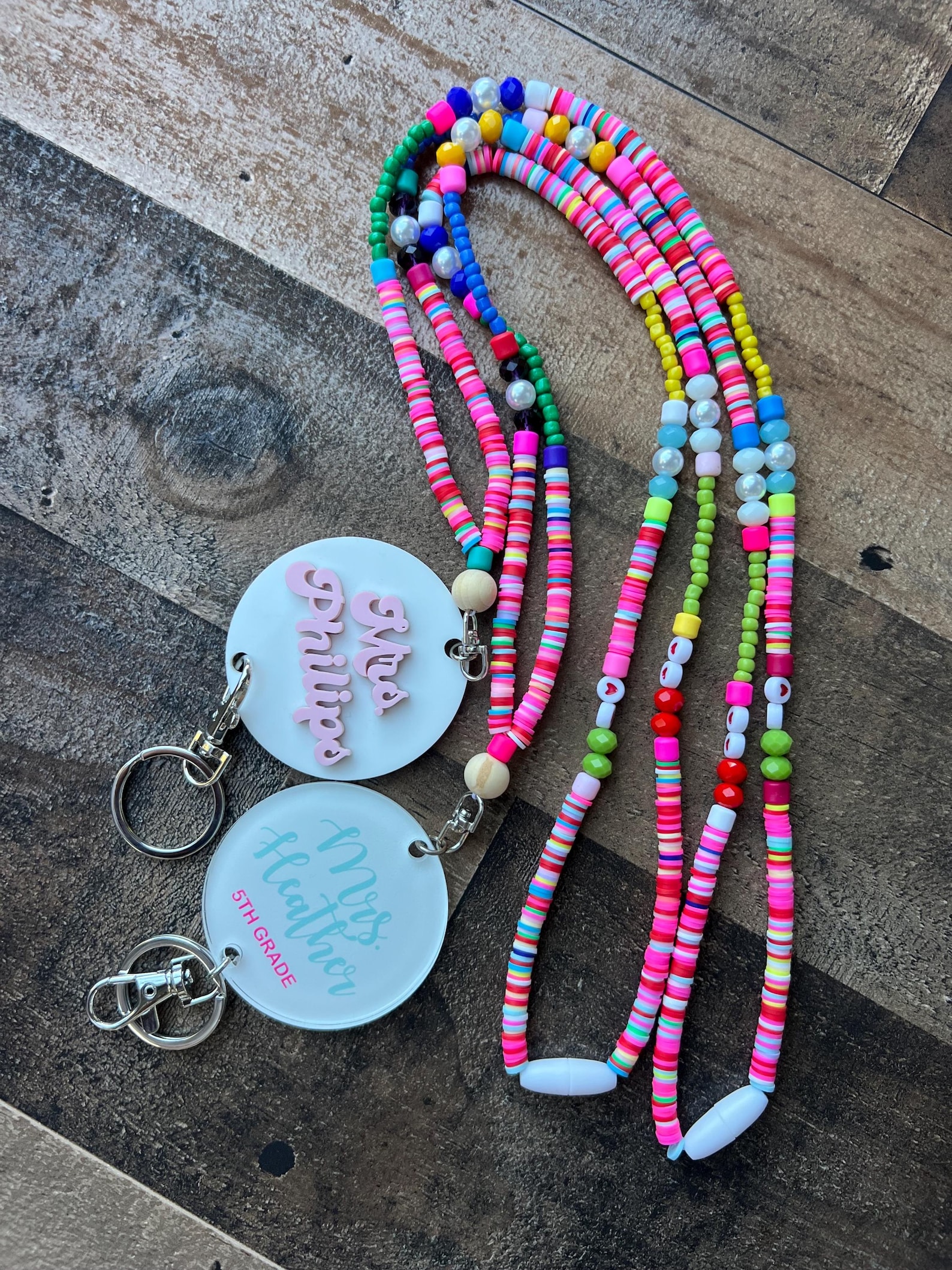 Bead Colorful Teacher Lanyard, Principle Gift Badge, Staff Name Tag ...