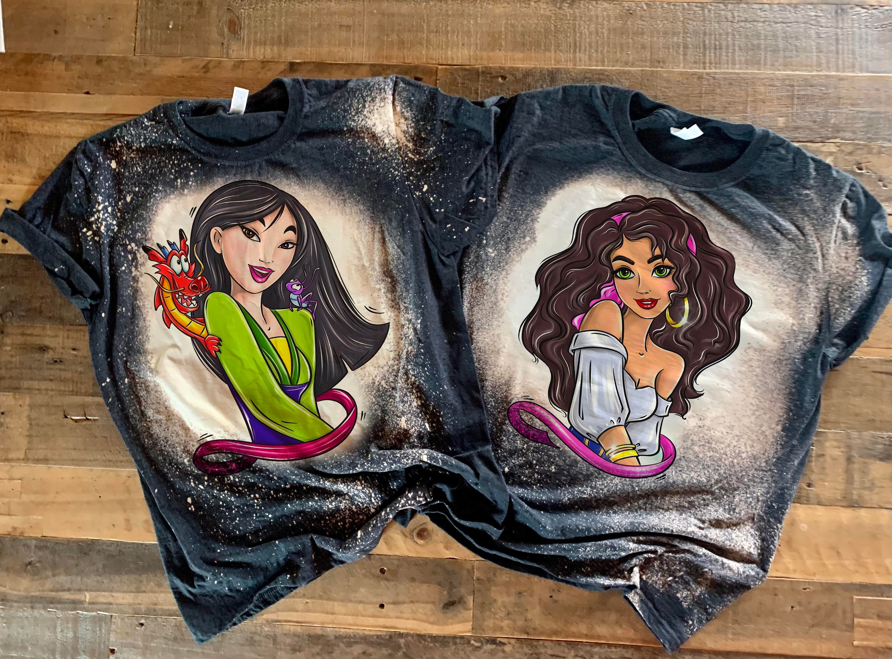 Princess Shirt Kids Disney Princess Tshirt Bleached Princess - Etsy