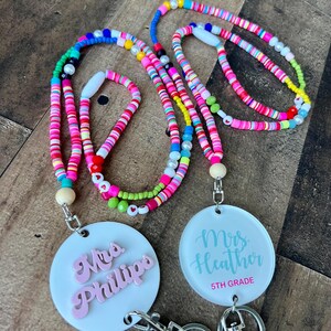 Bead Colorful Teacher Lanyard, Principle Gift Badge, Staff Name Tag ...