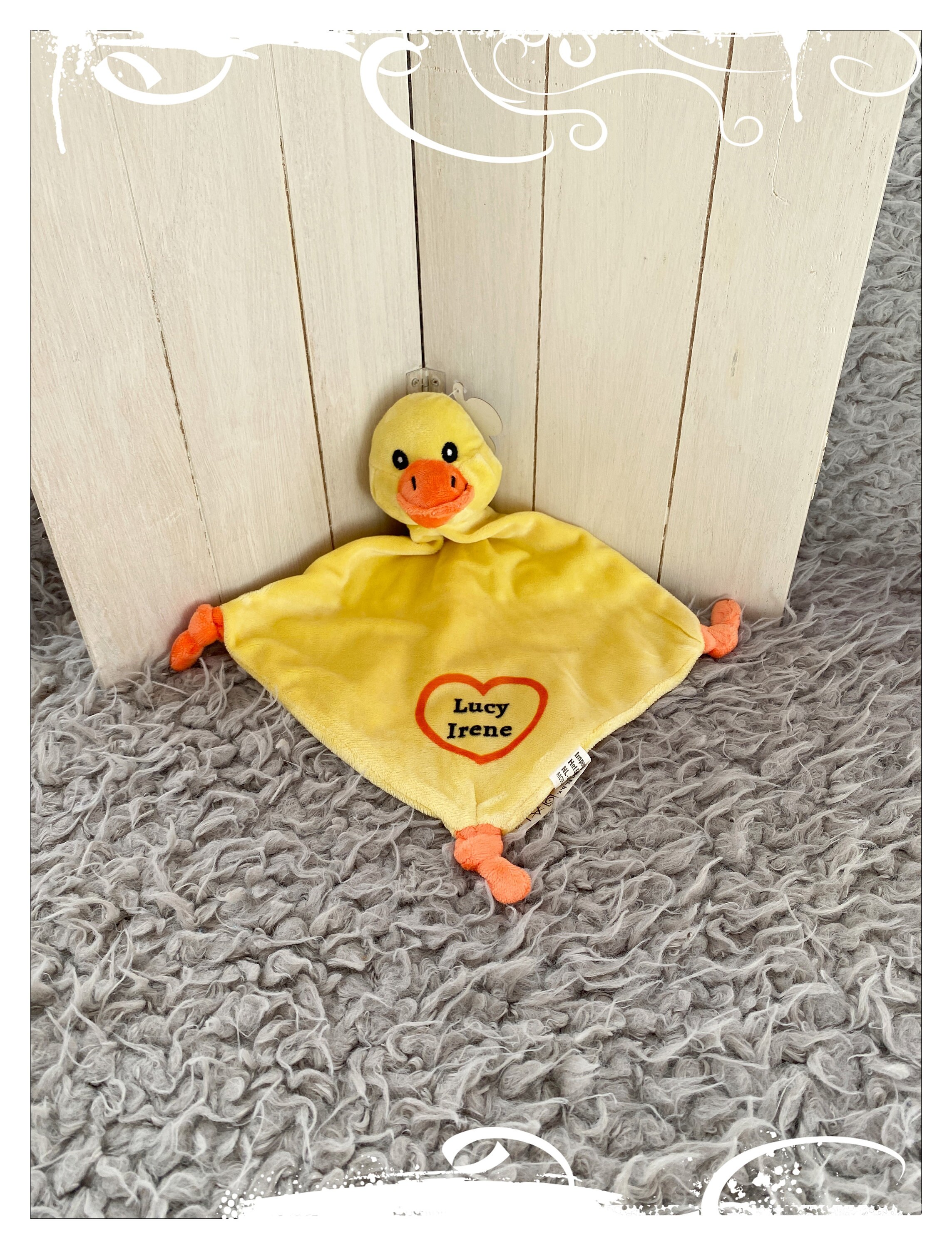 Sniffing cloth duck personalized with name in heart... | Etsy