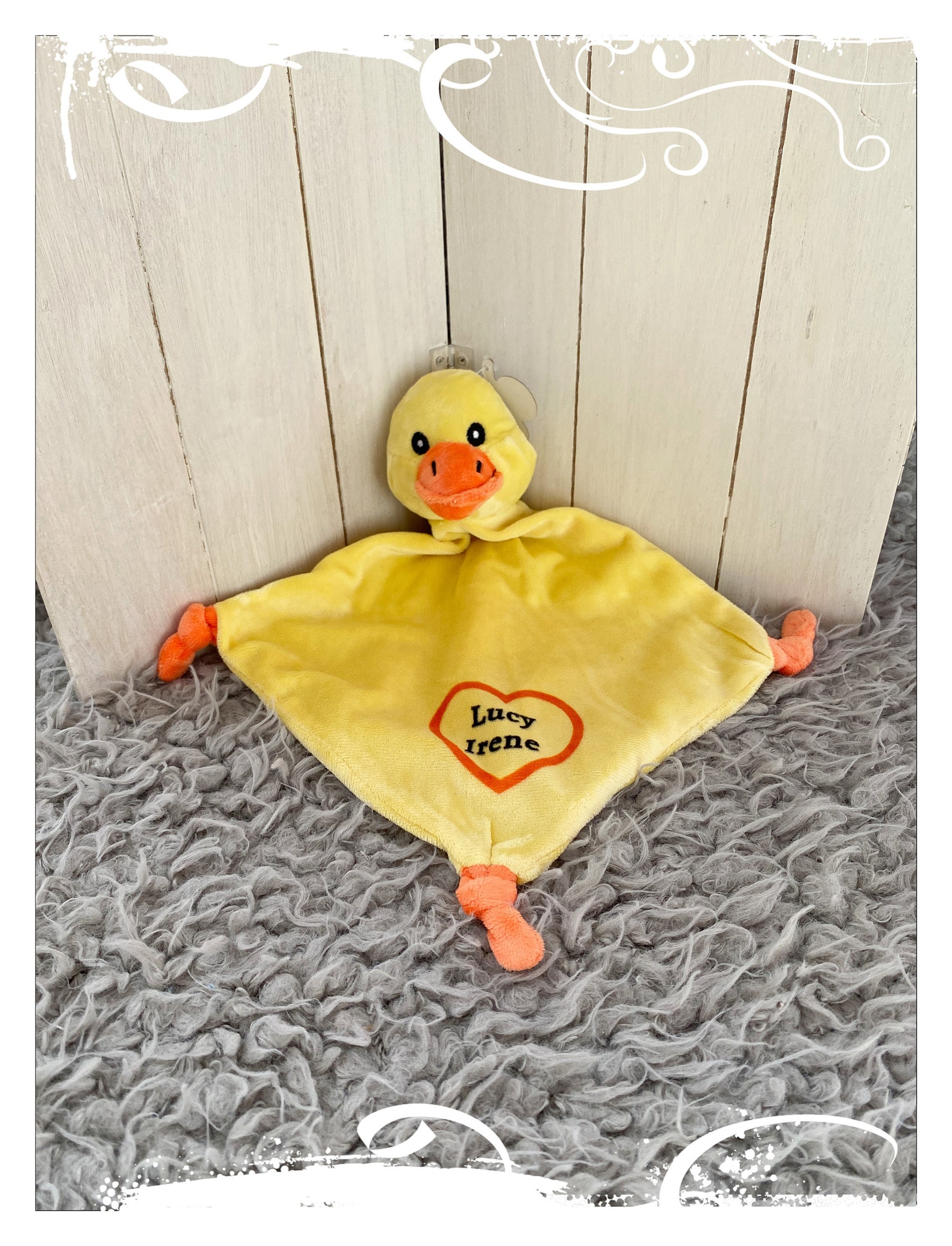 Sniffing cloth duck personalized with name in heart... | Etsy