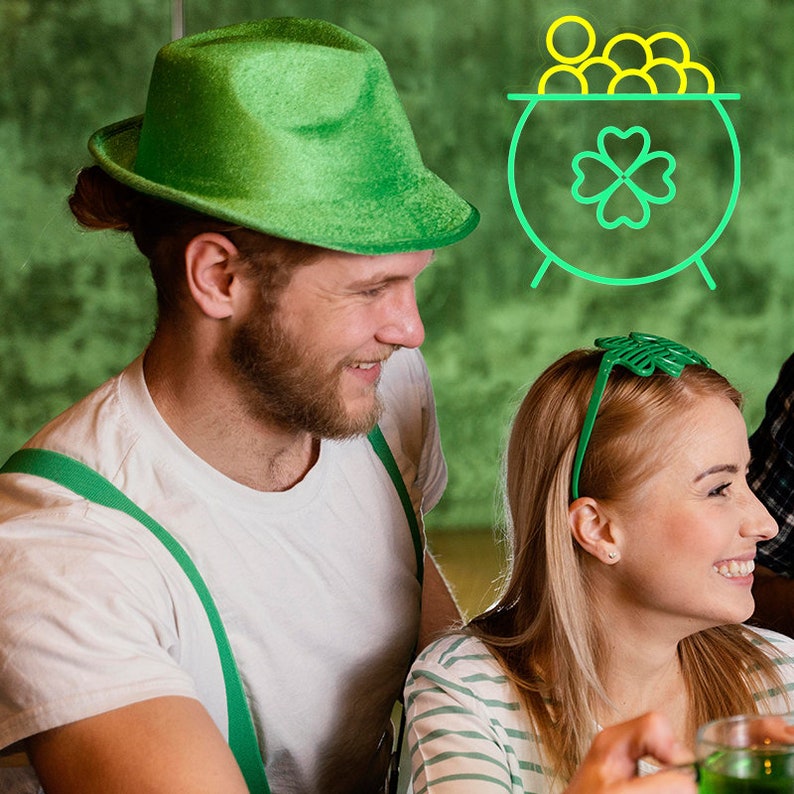 St. Patrick's Day Neon Sign Shamrock LED Sign Neon Light USB Neon Signs ...