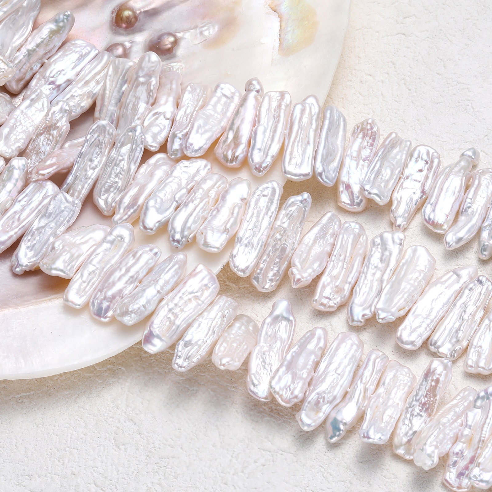 Freshwater White Big Pearl Beads,long Drilled Stick Pearls,natural ...
