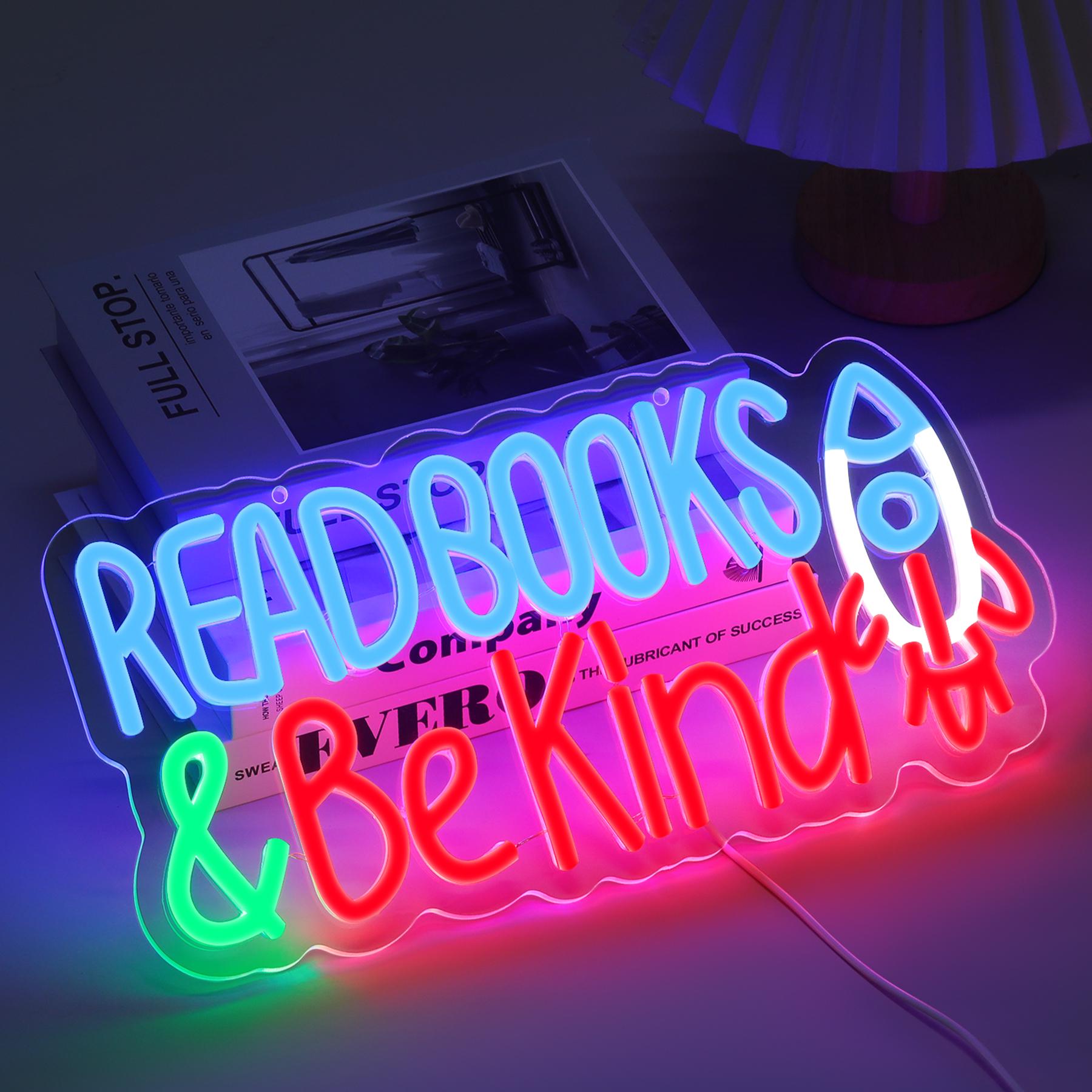 Read Books Be Kind Neon Sign Rocket Neon Light Student LED Neon Light ...