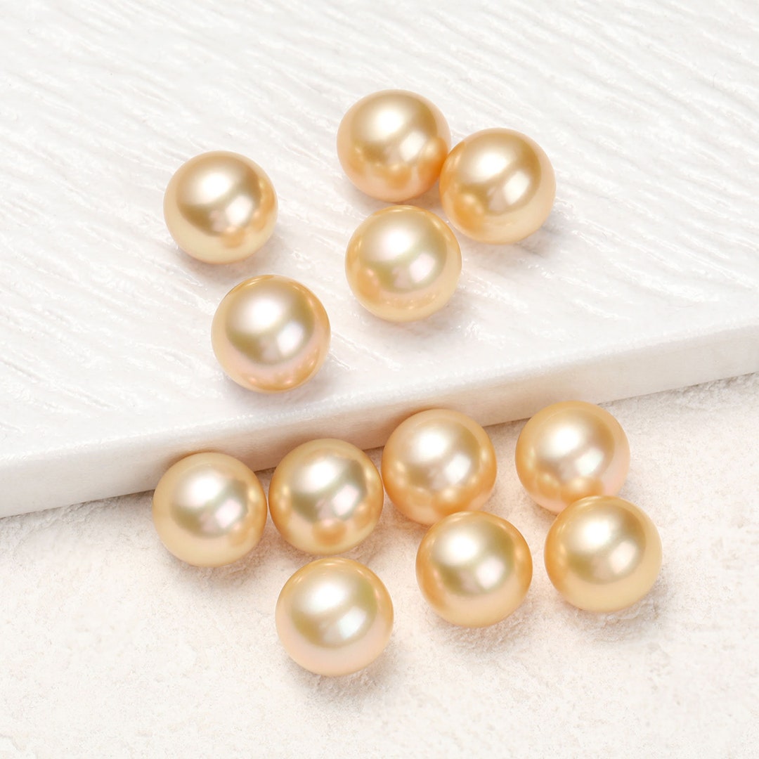 10-13mm Rare Round Gold South Sea Pearls Beads,genuine Natural Loose ...