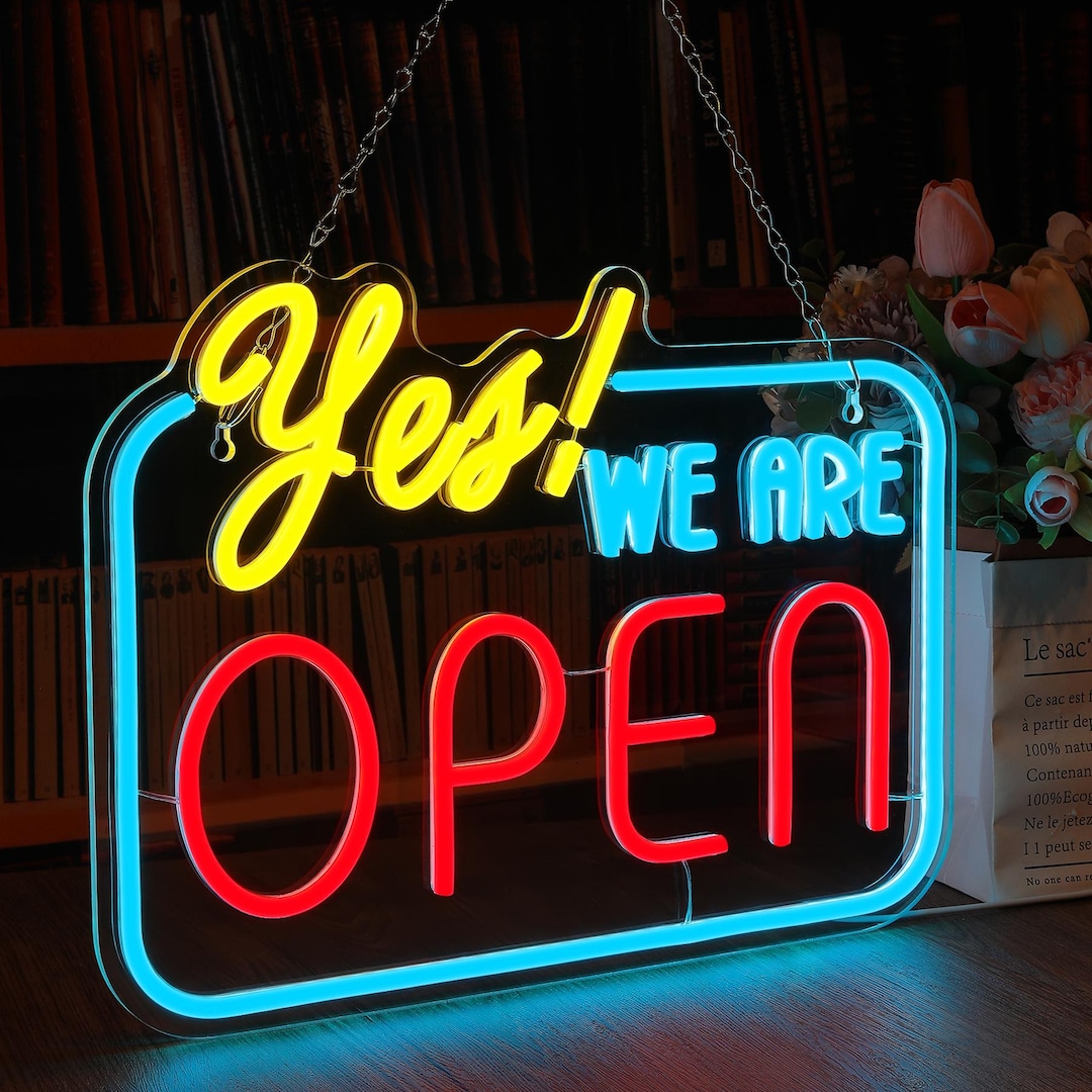 Yes We Are Open Neon Sign - Neon Signs for Wall Decor Led Open Signs ...