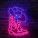 Cowboy Boot and Hat Neon Sign, LED Pink Cowgirl Boots Neon Sign Wall ...