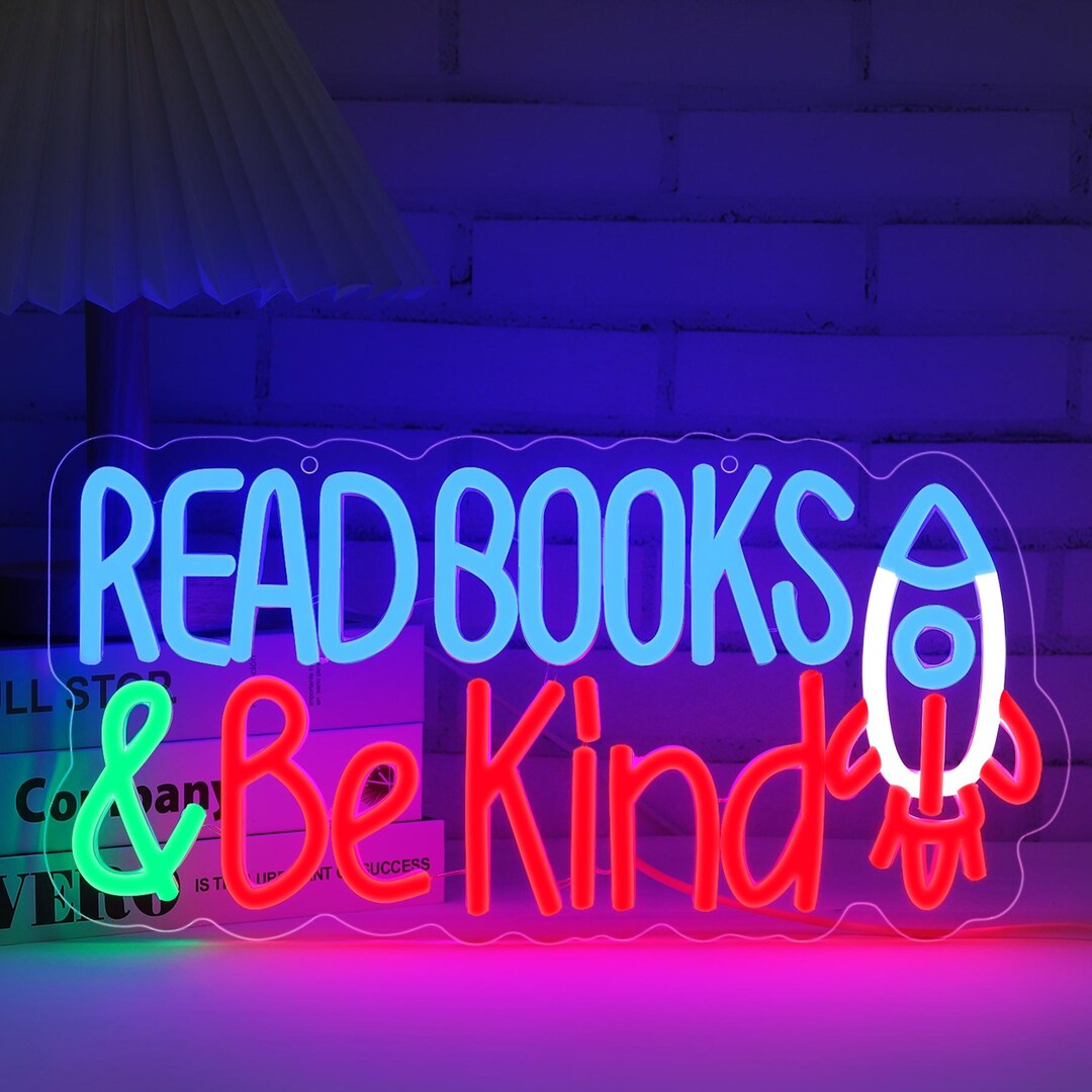 Read Books Be Kind Neon Sign Rocket Neon Light Student LED Neon Light ...