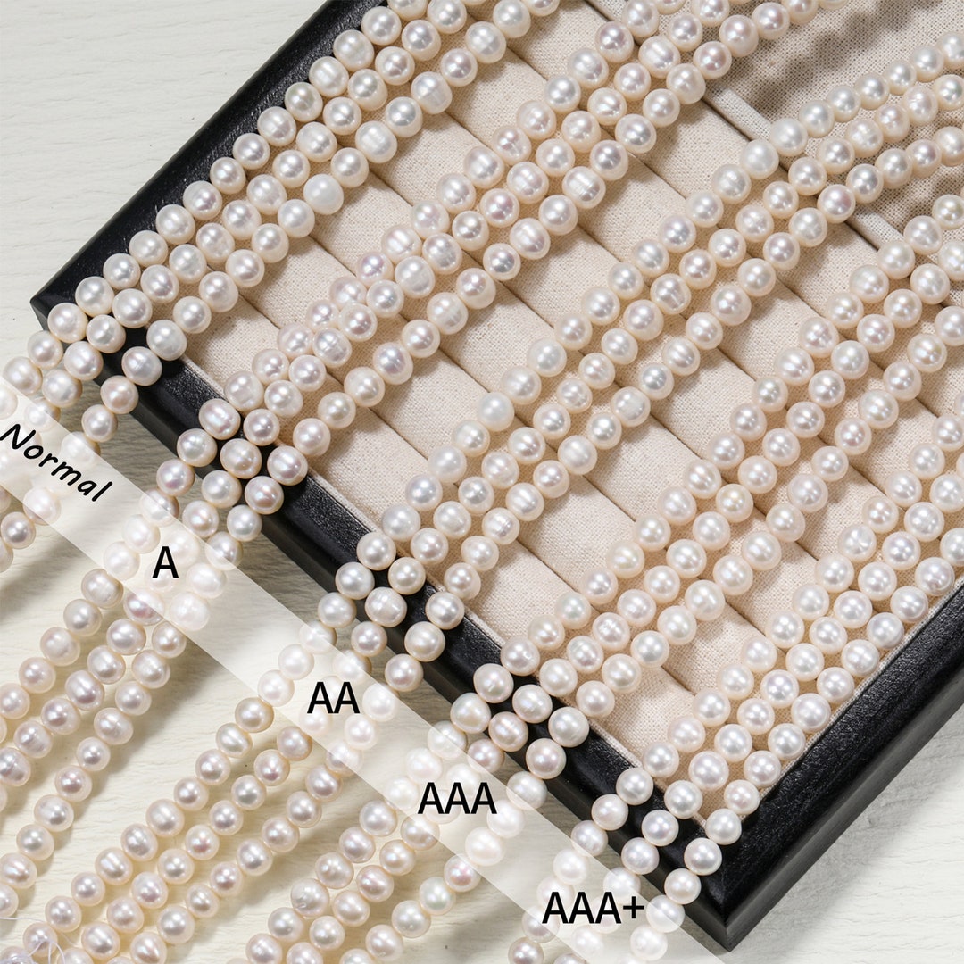7-8mm Freshwater Round Pearl Beads Natural Genuine White Pearl Beads ...