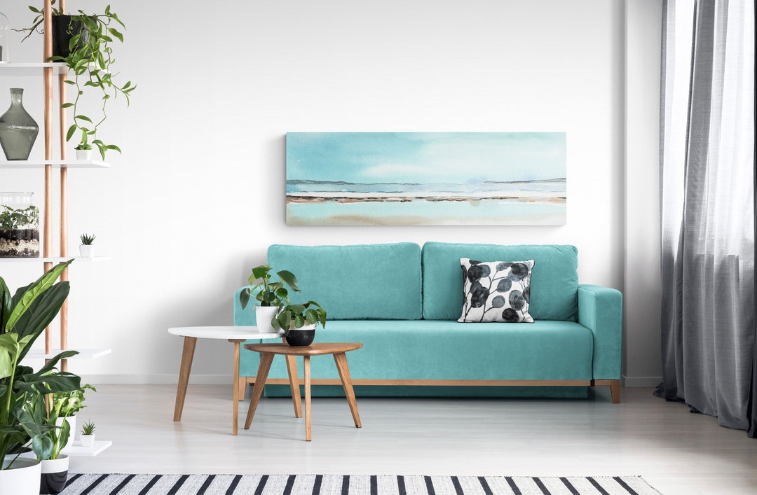 Long Narrow Horizontal Rectangular Wall Art, Lake House Decor, Light ...