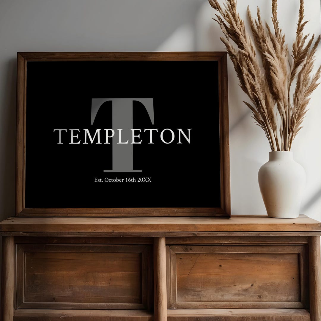 Custom Last Name Sign Anniversary Gifts Digital Download Template Black ...