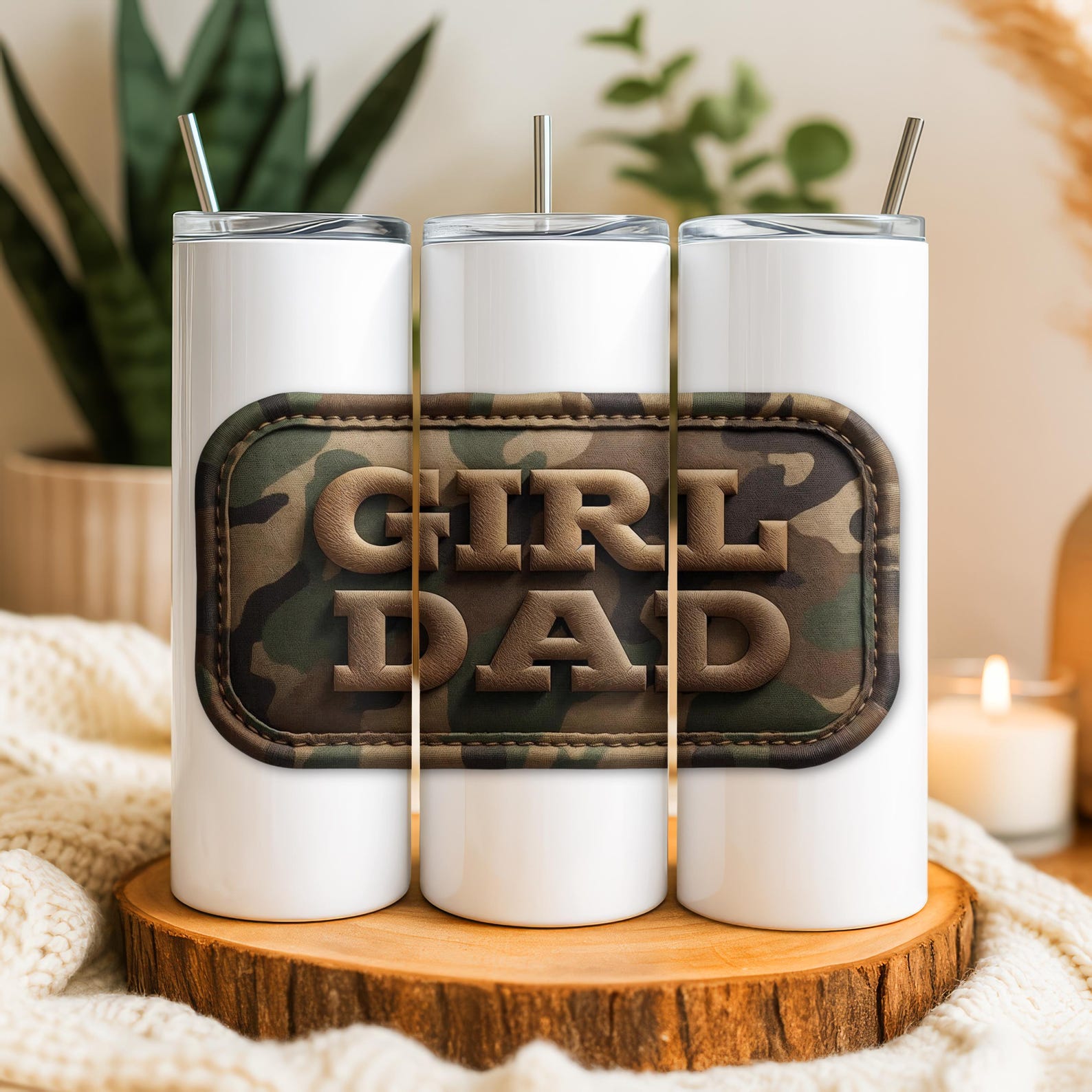 Camo Girl Dad Faux Patch PNG PLUS 20 Oz Tumbler Wrap Camouflage ...