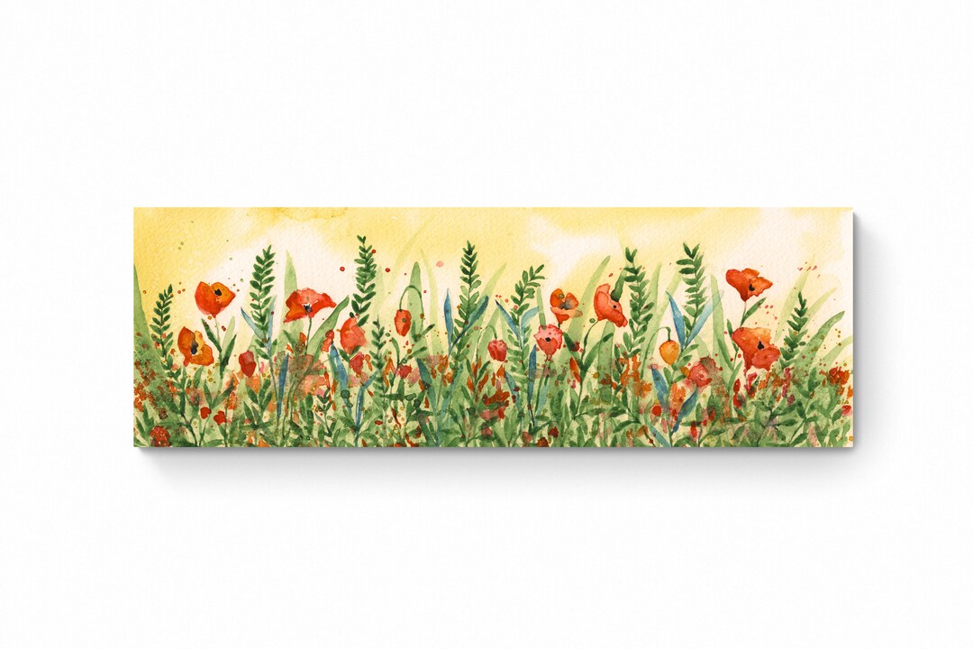 Watercolor Wild Flowers Garden Spring Prints Canvas Wall Art Long ...