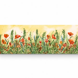 Watercolor Wild Flowers Garden Spring Prints Canvas Wall Art Long ...