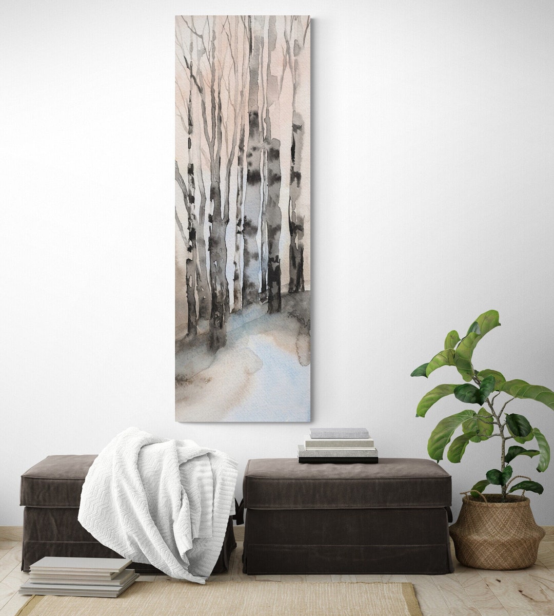 Birch Tree Wall Art Tall Narrow Vertical Wall Art Tree Canvas Wall Art ...