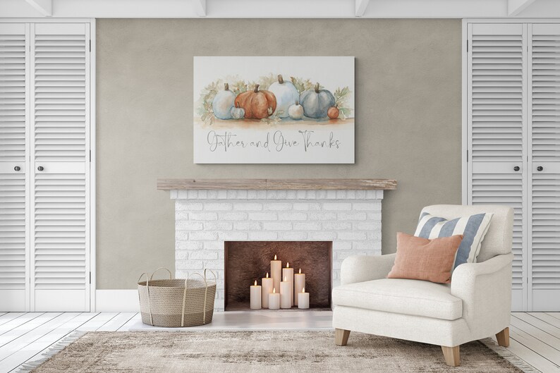Large Fall Canvas Wall Art Watercolor Pumpkins Fall Decoration - Etsy