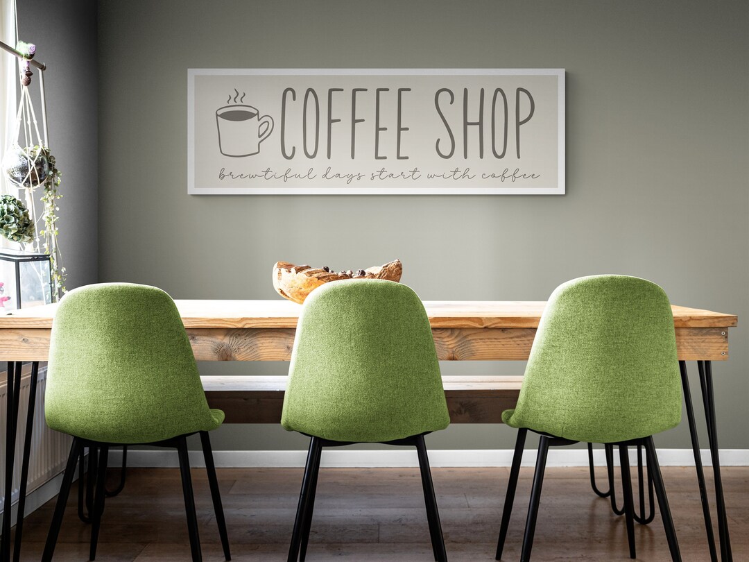 Coffee Shop Sign Home Coffee Bar Long Narrow Horizontal Canvas - Etsy