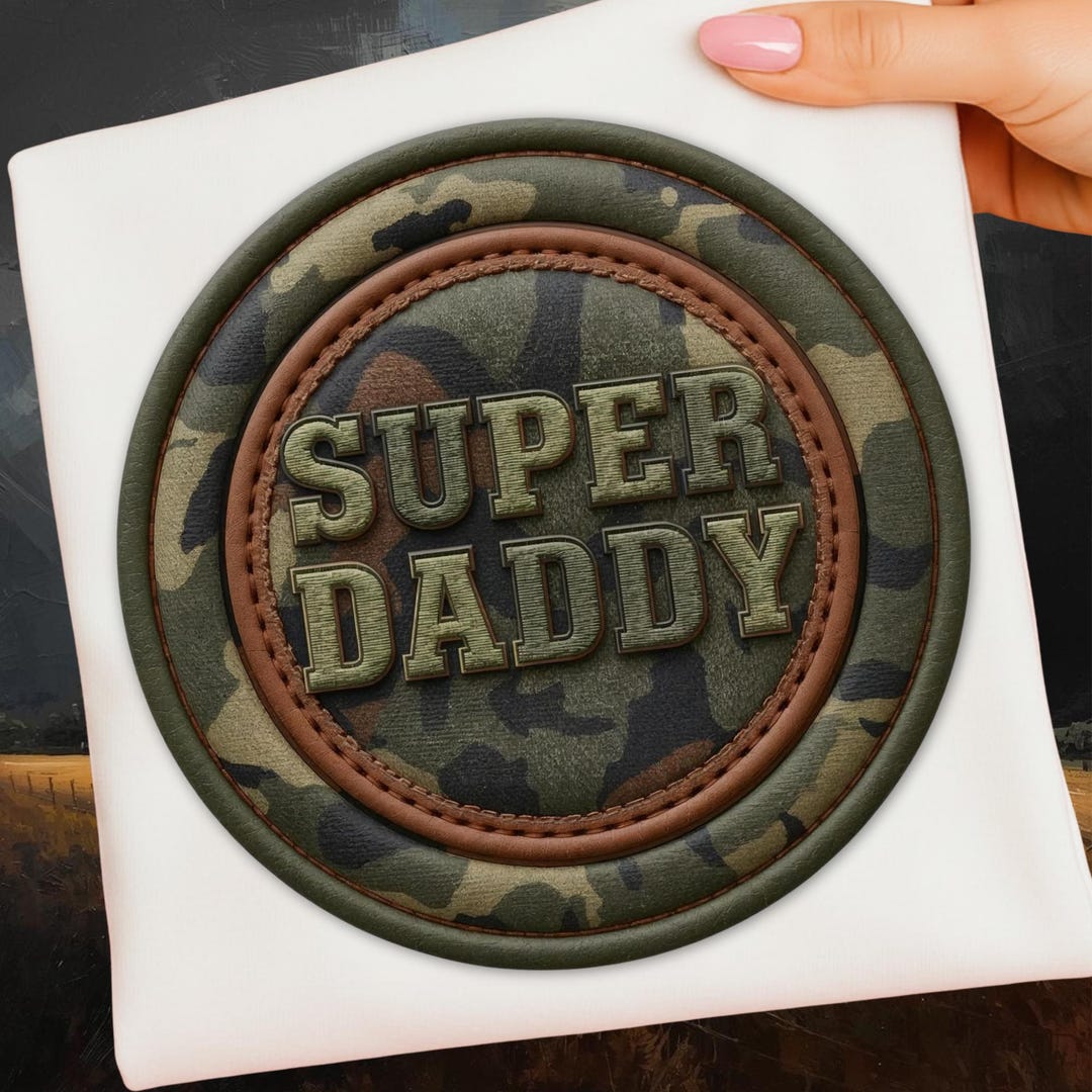 PNG Faux Leather and Camo Super Daddy Patch Father’s Day Christian Dad ...