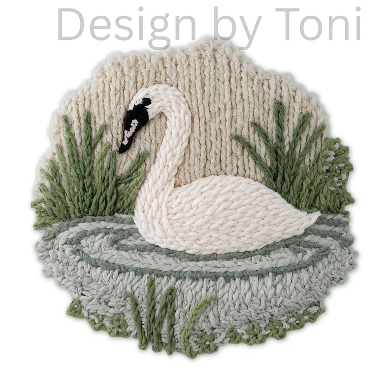 PNG Swan on a Pond Faux Yarn/embroidery Summer PNG White Swan Gift ...
