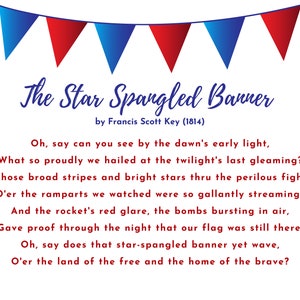 Star Spangled Banner, Printable Wall Art Print, Patriotic Gifts ...