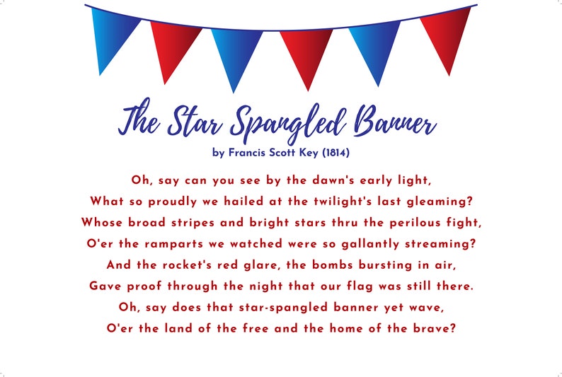Star Spangled Banner Printable Wall Art Print Patriotic | Etsy