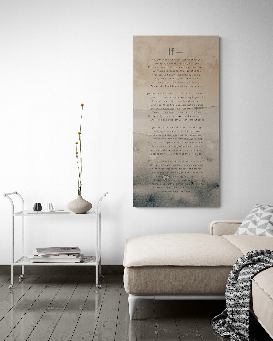 If Rudyard Kipling Poem Vertical Long Narrow Large Canvas Wall Art ...