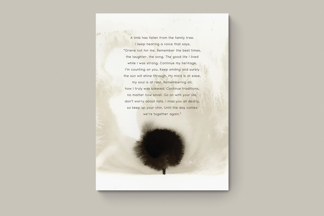 A Limb Has Fallen Grief Poem Poster Print for Loss of a Loved One ...