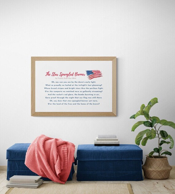 The Star Spangled Banner Printable Patriotic Watercolor | Etsy