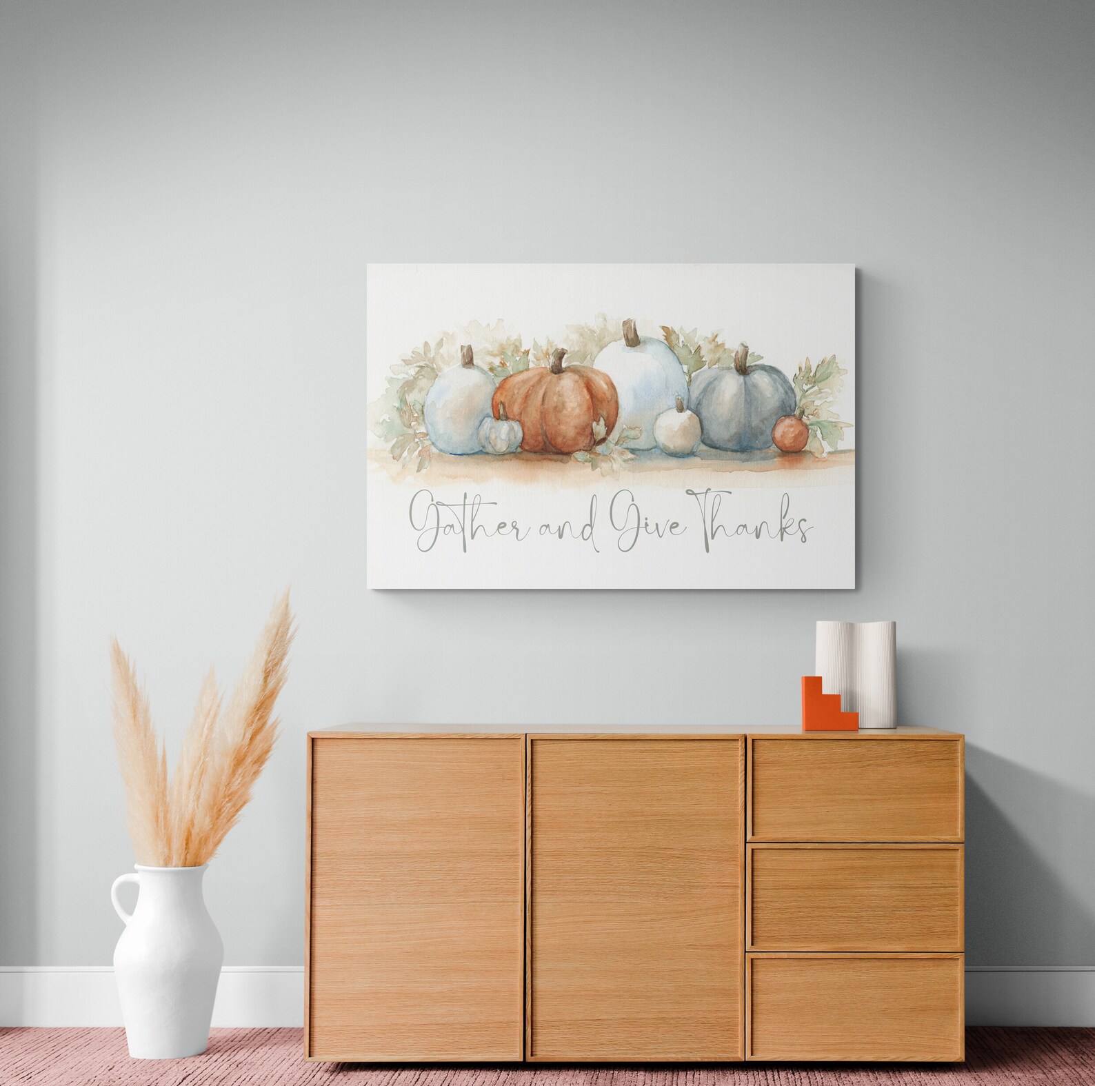 Large Fall Canvas Wall Art Watercolor Pumpkins Fall Decoration - Etsy