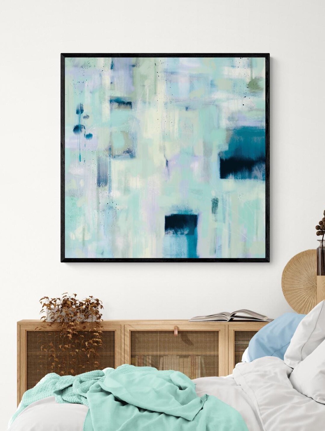 Printable Abstract Soft Blue Painting Square Large up to 36x36 Digital ...