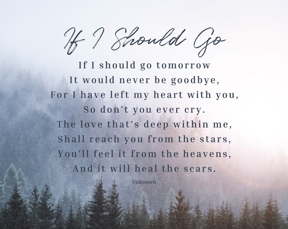 Printable Art If I Should Go Poem Sympathy Gift Loss of | Etsy