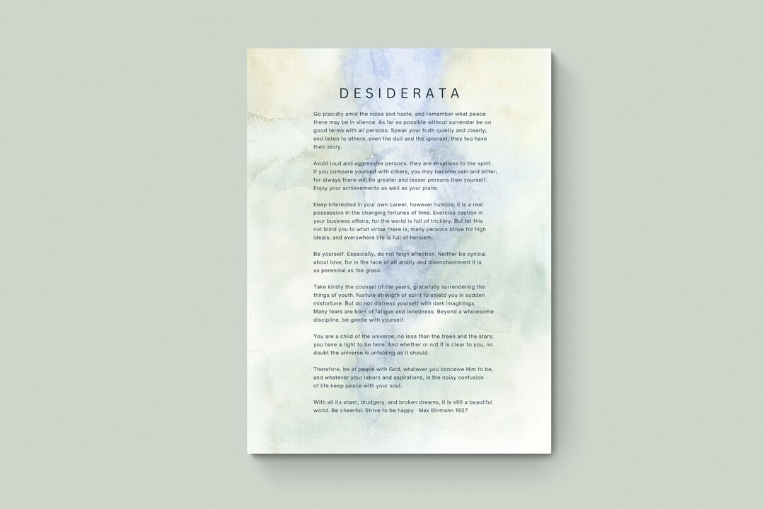 Desiderata Print Graduate Poem Gift for Man Desiderata Quote Small to ...