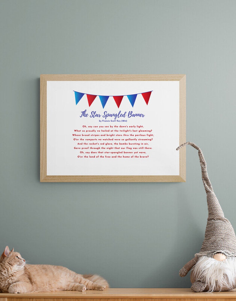 Star Spangled Banner Printable Wall Art Print Patriotic | Etsy