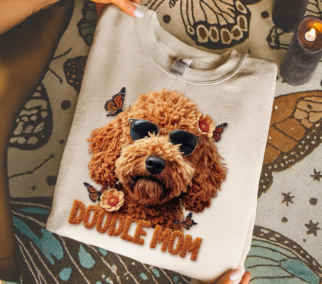 PNG Fun Goldendoodle Mom With Sunglasses and Boho Faux Yarn Crochet ...