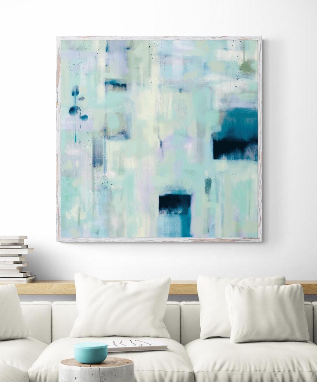 Printable Abstract Soft Blue Painting Square Large up to 36x36 Digital ...