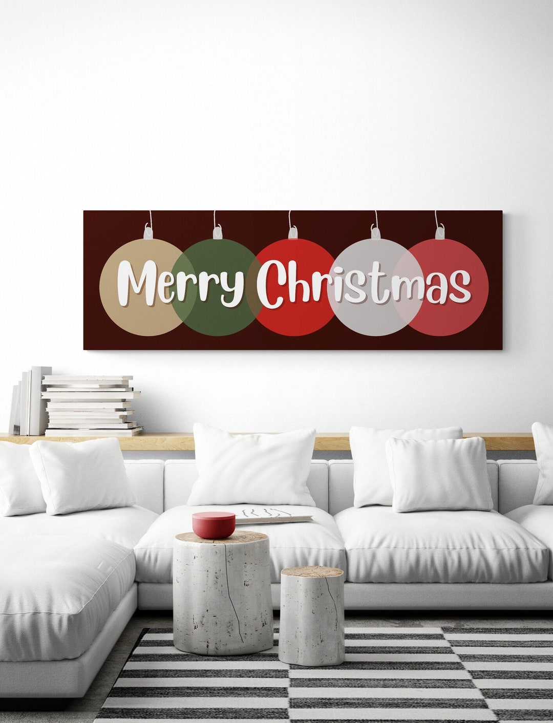 Large Merry Christmas Canvas Sign Wall Art Horizontal Long - Etsy