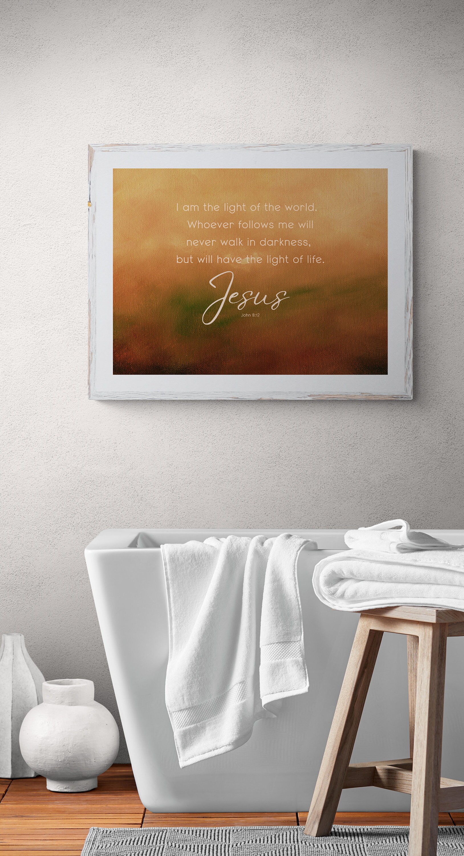 John 8:12 Jesus Saying Light of the World Christian Home Decor ...
