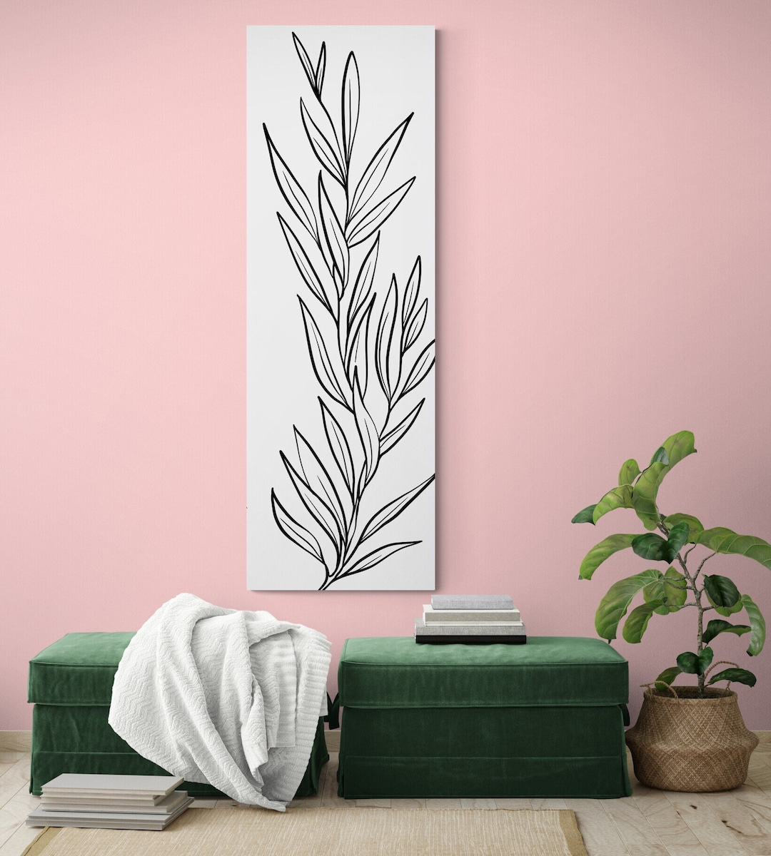 Tall Oversized Long Narrow Vertical Canvas Print Black and White ...