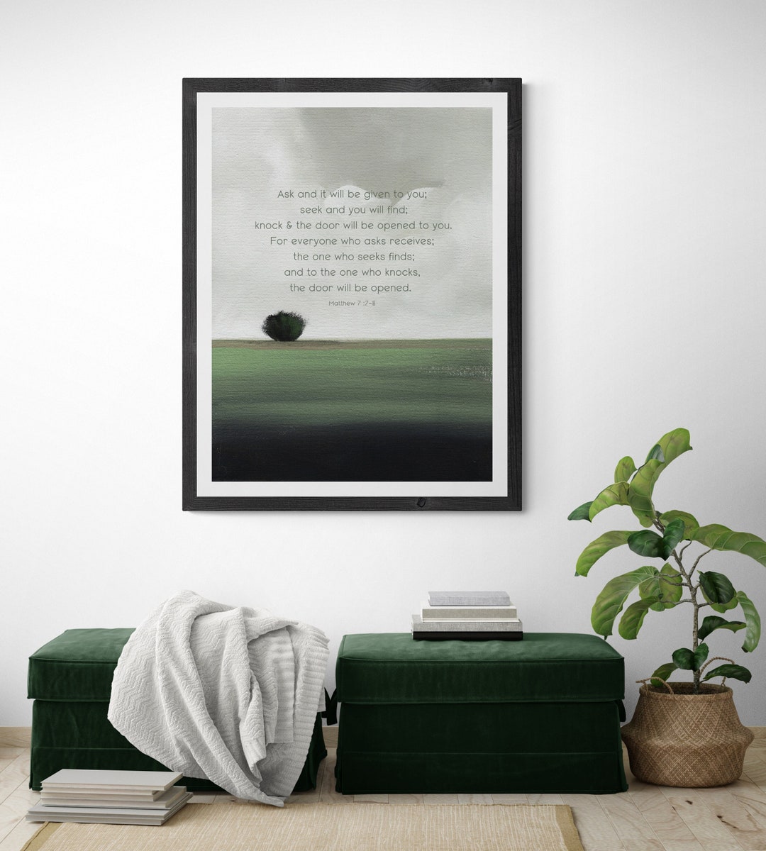 Modern Bible Verse Wall Art Matthew 7 7-8 Christian Graduation Gift ...