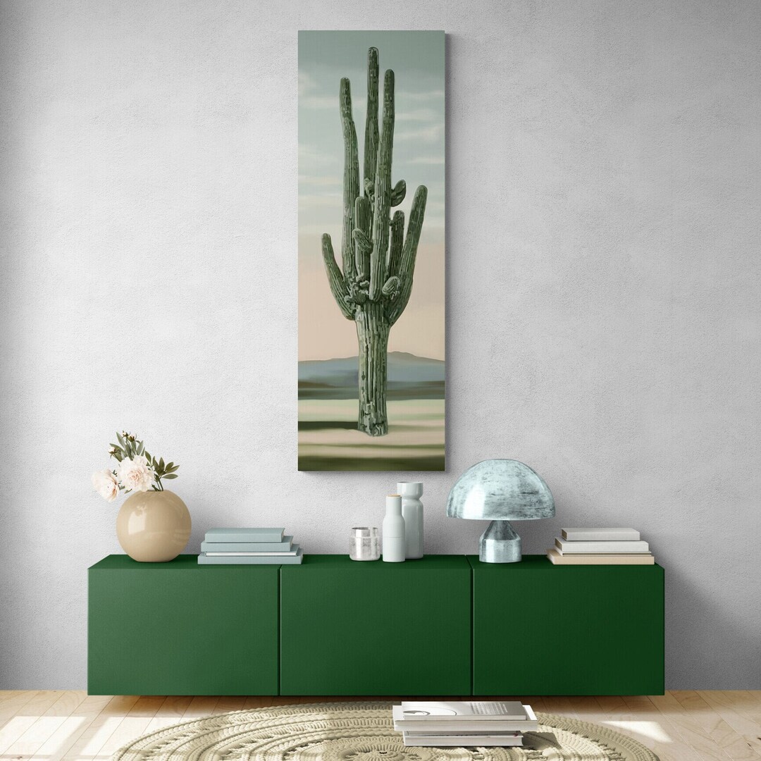 Large Cactus Canvas Wall Art Tall Long Vertical Print Saguaro Canvas ...