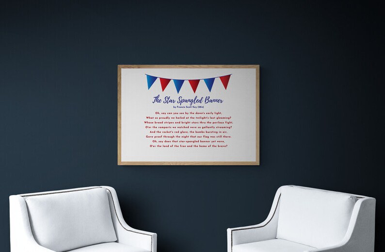 Star Spangled Banner Printable Wall Art Print Patriotic | Etsy