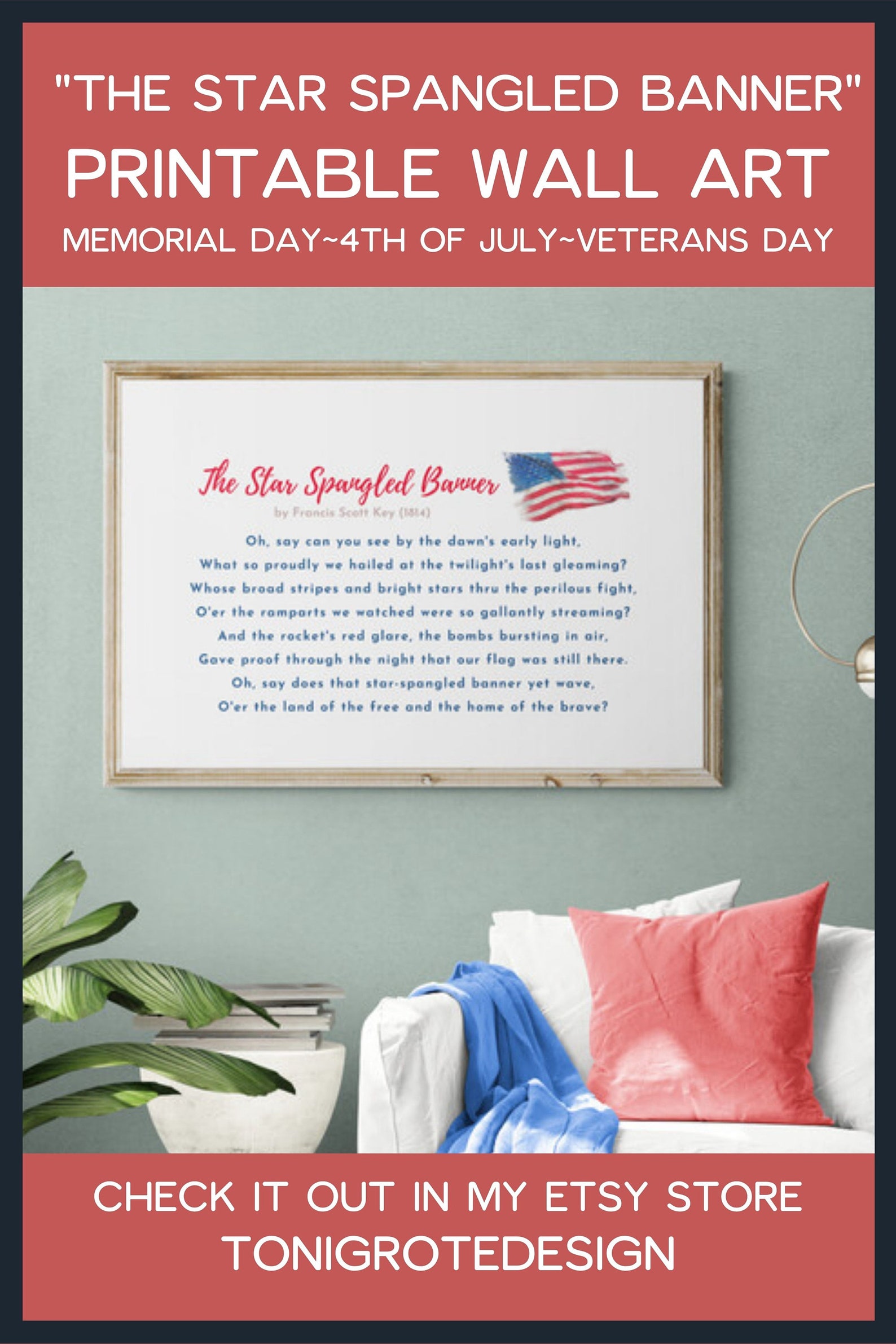 The Star Spangled Banner Printable Patriotic Watercolor - Etsy