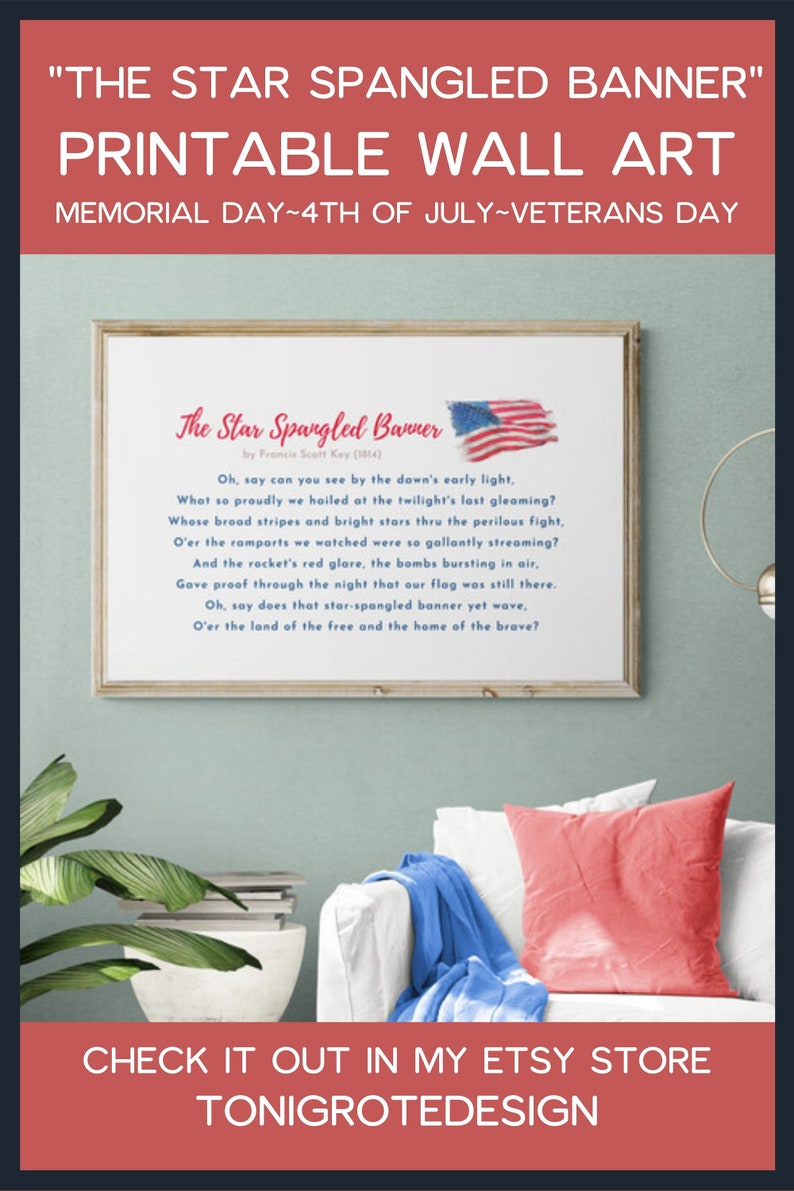 The Star Spangled Banner Printable Patriotic Watercolor - Etsy