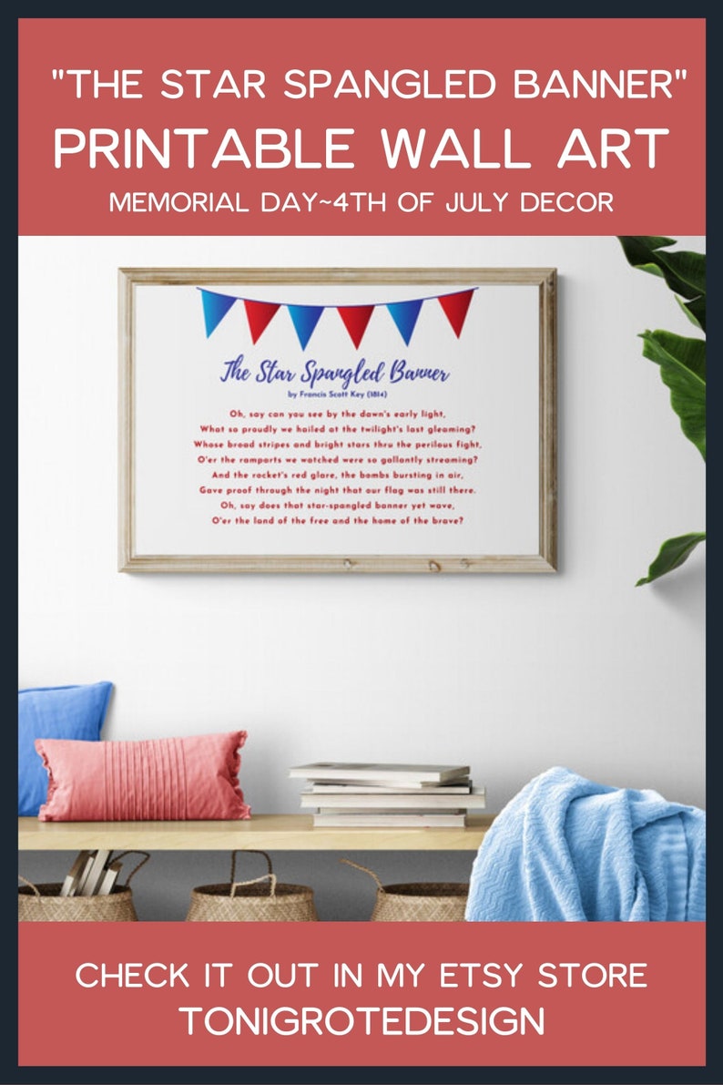 Star Spangled Banner Printable Wall Art Print Patriotic | Etsy